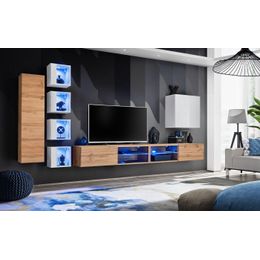 JVmoebel Wohnwand Designer Modern Wohnwand TV-Ständer Wandschrank Hänge Holzmöbel