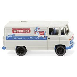 Wiking Modelleisenbahn-Straße Wiking 027058 H0 LKW Modell Mercedes Benz L 406 Kastenwagen "Westmilch