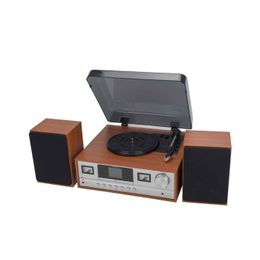 Denver MRD-52 Lightwood Stereo-CD Player (Retro Stereoanlage mit Plattenspieler