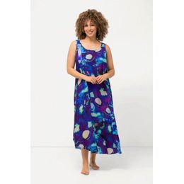 Ulla Popken Sommerkleid Kleid Unterwasser-Druck A-Linie Rundhals ärmellos