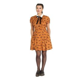Hell Bunny A-Linien-Kleid Vixey Braun Vintage Retro Skater Dress