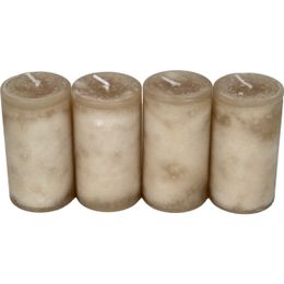 DekoTown Stumpenkerze 4 Stumpenkerzen, Ø 6x9 cm, Sahara/Sand, RAL-Gütesiegel, 17h Brenndauer