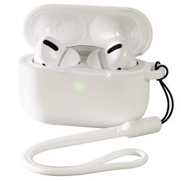 Hama Etui Silikon Skin Case Schutz-Hülle Weiß Wireless-Headset (Trageband zur Sicherung Cover für Ladecase Apple AirPods Pro Kopfhörer)