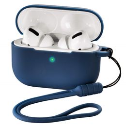 Hama Kopfhörer-Schutzhülle Etui Silikon Skin Case Schutz-Hülle Blau, Trageband zur Sicherung Cover für Ladecase Apple AirPods Pro Kopfhörer