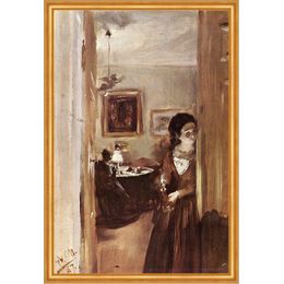 OTTO Kunstdruck Wohnzimmer mit Menzels Schwester Adolph Menzel Stube Zuhause Kerze LW, (1 St)