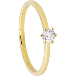 MONCARA Damen Ring, 585er Gold mit 1 Diamant, ca. 0,15 Karat, gold