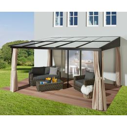 Konifera Anbaupavillon Hawaii, mit 4 Seitenteilen, (Set), BxT: 400x300 cm, Aluminiumgestell, braun