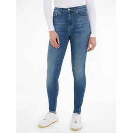 Tommy Jeans Bequeme Jeans Sylvia Skinny Slim Jeans Hohe Leibhöhe mit Ledermarkenlabel, blau