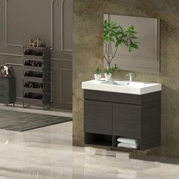 Nebari Badezimmer-Set - 7 Farben-15 Maße- 2 Türen oder eine Schublade zur Auswahl- inkl. Möbel, Waschbecken und Spiegel Sinatra Eiche 50x40Cm