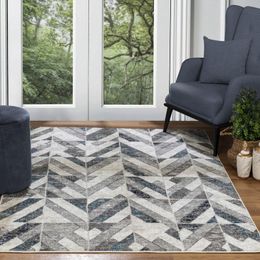 SURYA Teppich Kurzflor Wohnzimmer Modernes Skandi Design Blau und Grau 200 x 275 cm