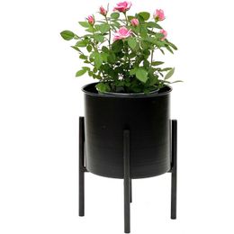 DanDiBo - Blumenhocker mit Topf Metall Schwarz 32 cm Blumenständer 96153 Blumensäule Modern Pflanzenständer Pflanzenhocker
