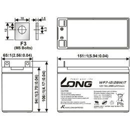 Kunglong - Kung Long WP7-12(28W)-M/F2 12V 7Ah agm Bleibatterie