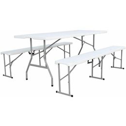 Mojawo 3tlg Biergarten Set klappbar Tisch + 2 x Bank-MMC330882