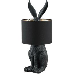 LINDBY - Lorentina Stoff-Tischlampe, Hase, schwarz - Schwarz, gold