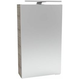 Fackelmann A-vero Spiegelschrank mit LED-Beleuchtung – Alibertschrank für Bad und Gäste-WC (40 x 68 x 15,3 cm) – sbc Badschrank mit Spiegel in Holz Grau – Tür