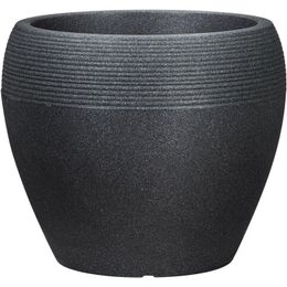 Scheurich Lineo 40, Pflanzgefäß/Blumentopf/Pflanzkübel, rund, Farbe: Schwarz-Granit, hergestellt mit recyceltem Kunststoff, 10 Jahre Garantie, für den