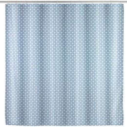 Anti-Schimmel Duschvorhang Cristal, Textil (Polyester), 180 x 200 cm, waschbar, Blau, Polyester blau weiß - blau - Wenko