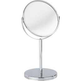 Kosmetik-Standspiegel Assisi ø 17 cm, Silber glänzend, Stahl chrom, Kunststoff - silber glänzend - Wenko