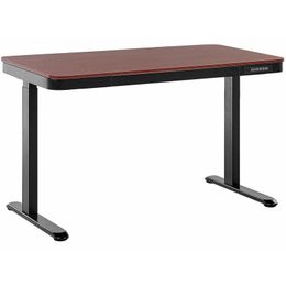 Beliani Schreibtisch Dunkelbraun Faserplatte Holzoptik 120 x 60 cm Verstellbar mit USB-Port Metallgestell Schwarz Rechteckig Modern Büro Jugendzimmer