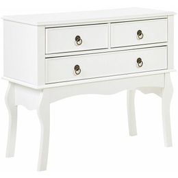 Beliani Konsolentisch Weiß 91 x 75 x 35 cm mit 3 Schubladen Edel Rustikal Landhausstil für Schlafzimmer Wohnzimmer Flur - Weiß
