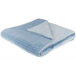 Beliani Kuscheldecke Blau Polyester 200 x 220 cm Modern Skandinavisch Schlafzimmer Wohnzimmer Accessoire Deko Überwurf Wohndecke Sofadecke Tagesdecke - Blau