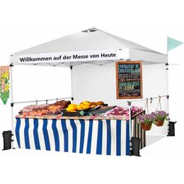 Costway 3x3m Pop Up Pavillon mit Seitenwand, Faltbarer Gartenpavillon mit hängenden Querstangen, Bannerstreifen & Rolltasche, UV-Schutz 50+, tragbarer