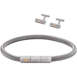 Emporio Armani Herren Schmuck-Set, Edelstahl, silber