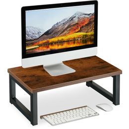 Relaxdays - Monitorständer, Bildschirmerhöhung für Schreibtisch, HxBxT: 15 x 40 x 23 cm, Industrial Design, braun/schwarz