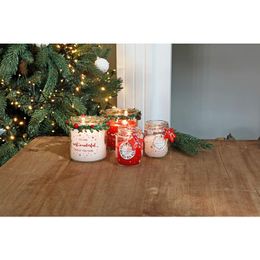 BURI Weihnachtskerze im Glas mit Kordel und Stern Kerze Winterkerze Dekokkerze Kerzen