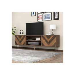 BlingBin TV-Schrank Lowboard Holzfarbe Eisenfüße Breite 157cm (mit zwei Türen)