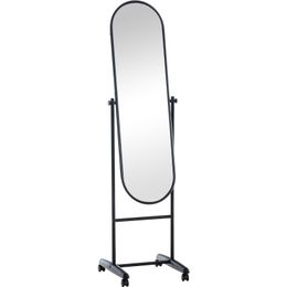 CLP Standspiegel Nane Oval I Stehspiegel 155x40 cm I Für Wohnzimmer Oder Schlafzimmer I Neigbar, 360° Drehbar I Ganzkörperspiegel Mit Rollen