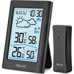 REDOM Wetterstation Wetteruhr Thermometer Raumthermometer Temperaturanzeige Funkwetterstation (Digital Funk Funktion für Raumklimakontrolle Klima Monitor Innen/Außen)