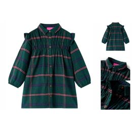 vidaXL A-Linien-Kleid Kinderkleid mit Langen Ärmeln und Rüschen Dunkelgrün 116