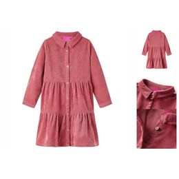 vidaXL A-Linien-Kleid Kinderkleid mit Langen Ärmeln Cord Altrosa 104