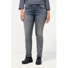 Ulla Popken 5-Pocket-Jeans Jeans Sarah Fransensaum schmales Bein Elastikbund