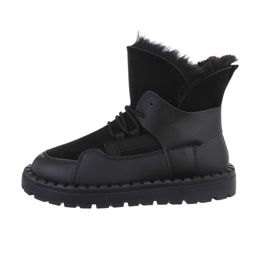 Ital-Design Damen Snowboots Freizeit Snowboots Flach Schnürstiefeletten in Schwarz