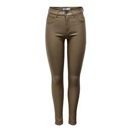 Jacqueline de Yong Lederimitathose Skinny Jeans Leder Optik High Waist Stretch Coated Denim Pants (1-tlg) 3358 in Braun