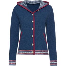 Reitmayer Jacquard-Cardigan mit Kapuze Blau/Beere (Gr&ouml;&szlig;e: 36)