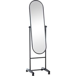 CLP Standspiegel Nane Oval I Stehspiegel 155x40 cm I F&uuml;r Wohnzimmer Oder Schlafzimmer I Neigbar, 360&deg; Drehbar I Ganzk&ouml;rperspiegel Mit Rollen