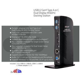 Club3D Laptop-Dockingstation Club3D Club 3D USB Typ C Gen1 Universelle Triple 4K Docking Station mi