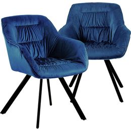 Moderne Esszimmerstühle - schicke Esstischstühle in Velvetoptik gepolsterte Stühle für Wohn- und Esszimmer, 2 St., Navi