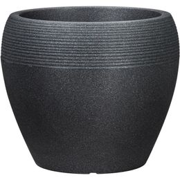 Scheurich Lineo 30, Pflanzgefäß/Blumentopf/Pflanzkübel, rund, Farbe: Schwarz-Granit, hergestellt mit recyceltem Kunststoff, 10 Jahre Garantie, für den