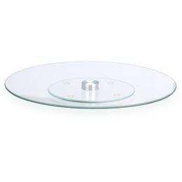 Relaxdays 1 x Tortenplatte, 360º drehbar, ∅ 30 cm, zum Servieren & Dekorieren, für Kuchen, runder Drehteller, Glas, transparent