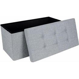 Songmics - Sitzbank mit Stauraum, 76 cm, klappbare Sitztruhe, Aufbewahrungsbox, Fußbank, hellgrau