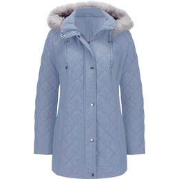 Damen Steppjacke mit abnehmbarer Kapuze taubenblau, Größe 38