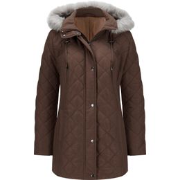 Damen Steppjacke mit abnehmbarer Kapuze schoko, Gr&ouml;&szlig;e 54