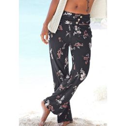 Lascana Strandhose mit Taschen und Zierknöpfen, Jerseyhose, elastisch, bunt