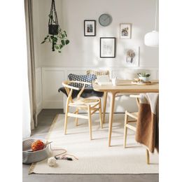 benuta Nest Flachgewebe Kurzflor Teppich Mia Beige 160x230 cm - Moderner Kurzflor-Teppich f&uuml;r Wohnzimmer