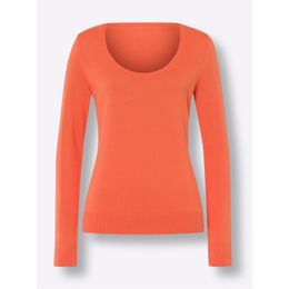 Heine Witt Damen Rundhalspullover aus Feinstrick, orange, Gr&ouml;&szlig;e 38
