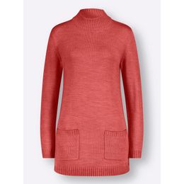 WITT Damen Longpullover mit Stehkragen, grapefruit, Gr&ouml;&szlig;e 54